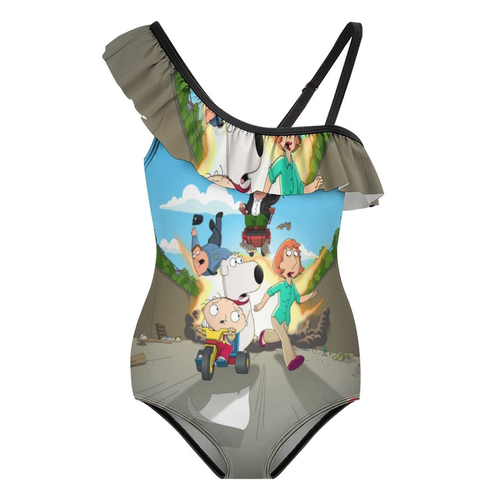 Funny Family Guy One-Piece Swimsuit for Girls Adjustable One Shoulder ...