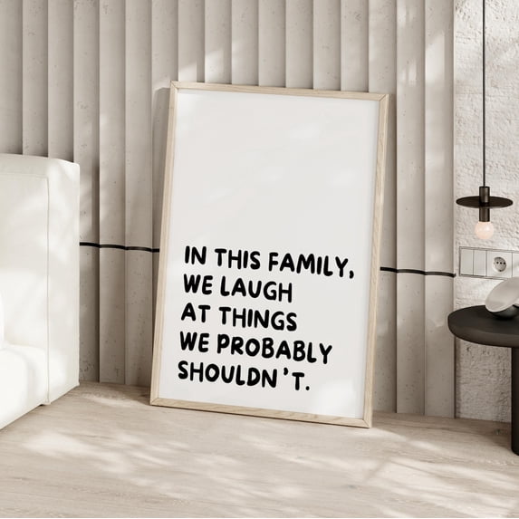 Funny Family Quote Wall Art Minimal Typography Decor, Unframed Canvas ...