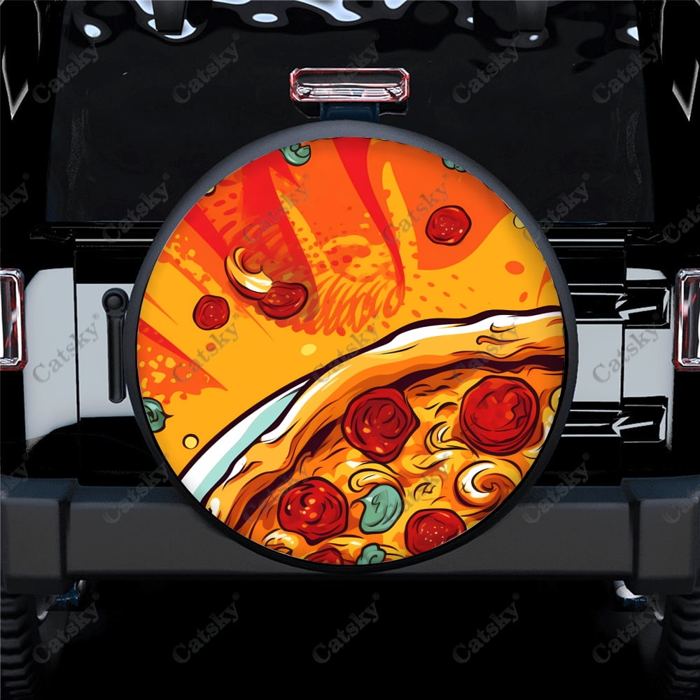 Funny Fantasy Pizza Art Polyester Universal Spare Wheel Tire Cover ...