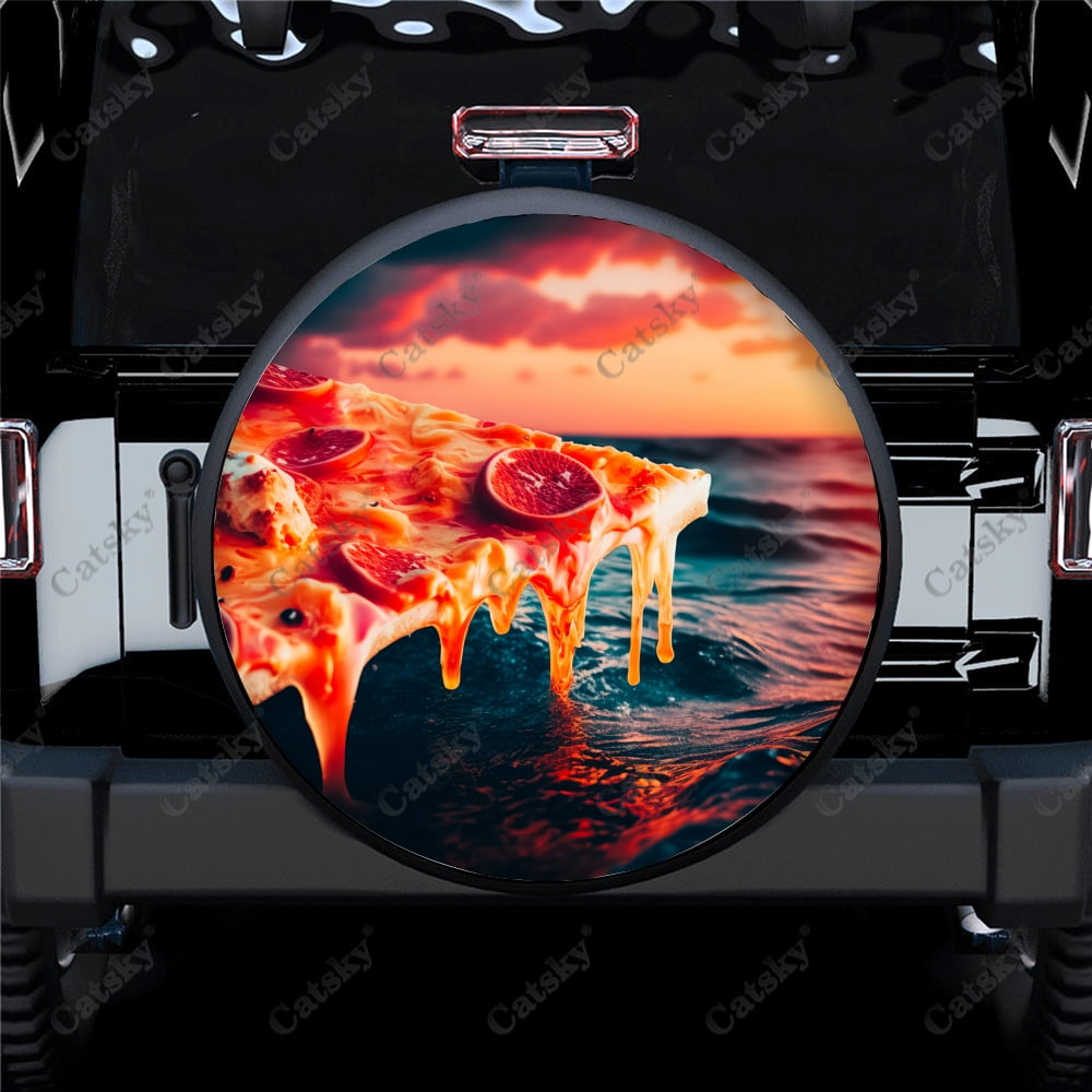 Funny Fantasy Pizza Art Polyester Universal Spare Wheel Tire Cover ...
