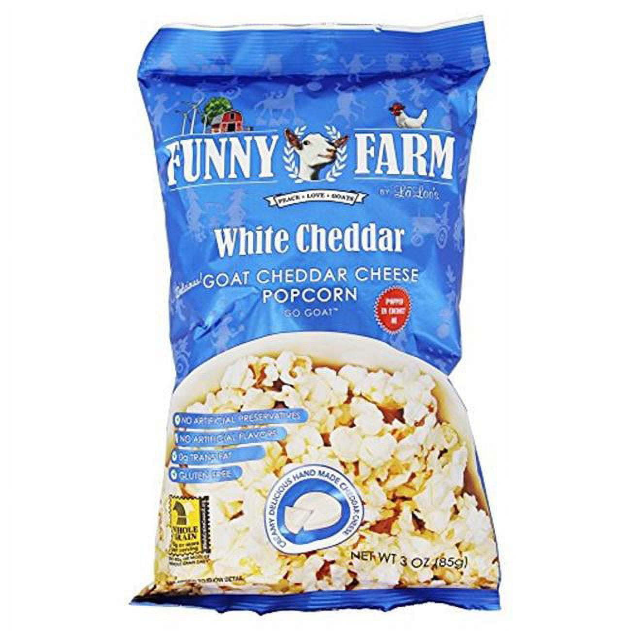 Funny Farm 3 oz White Goat Cheddar Cheese Popcorn - Walmart.com