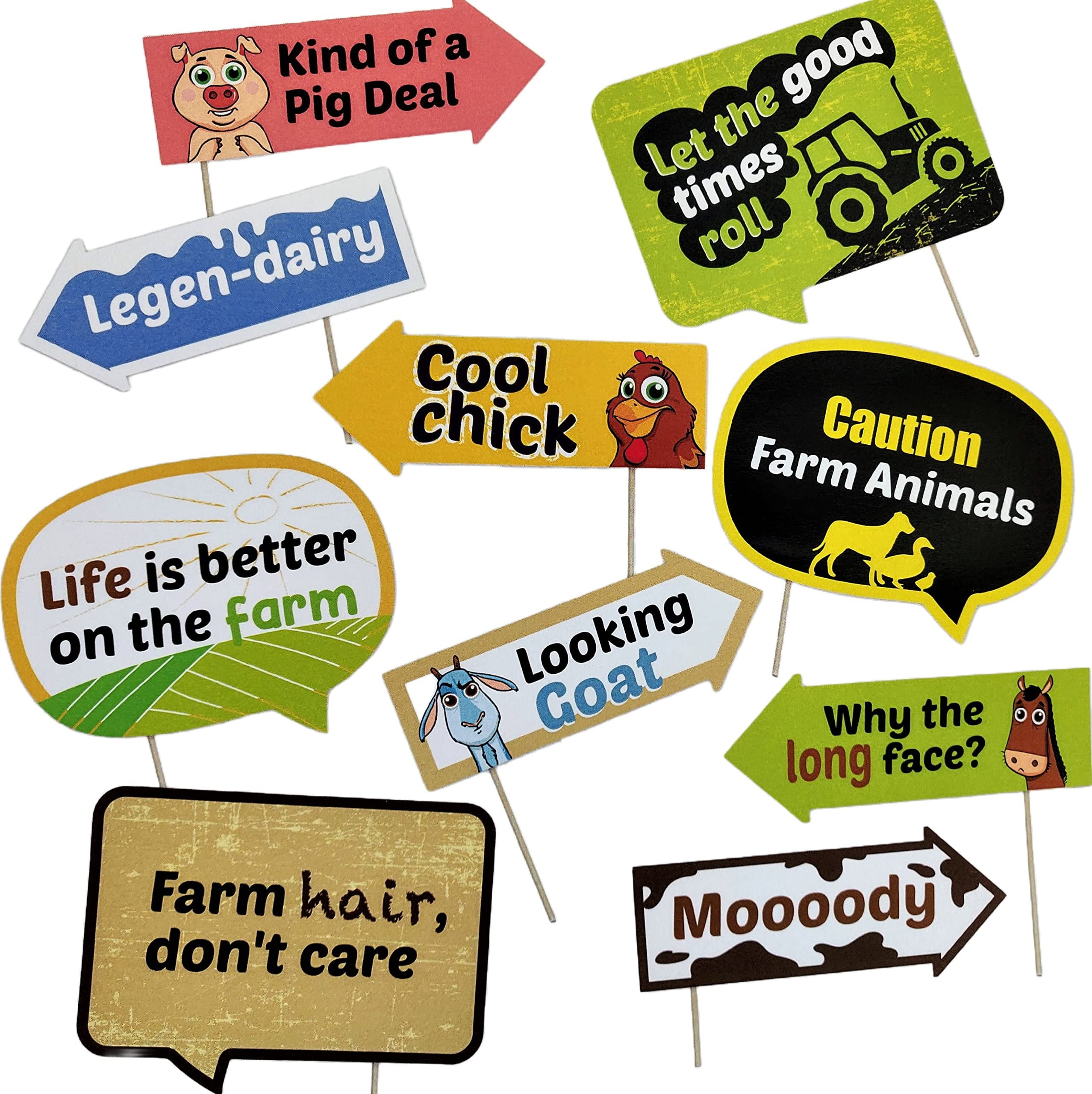 Funny Farm Animals Photo Booth Props - Farm Animals Barnyard Themed ...