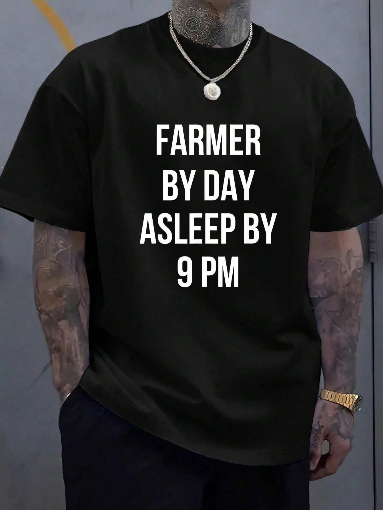 Funny Farmer By Day Asleep By 9 PM Graphic T-Shirt Men's Unisex Retro ...