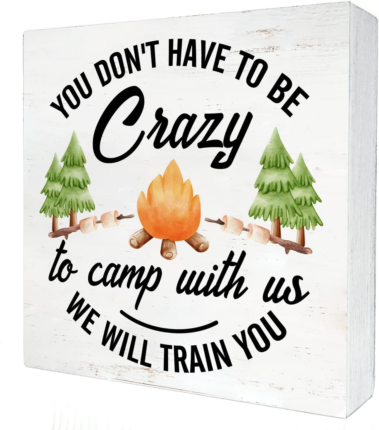 Funny Farmhouse Camping Campfire Wood Box Sign Home Decor Rustic Crazy ...