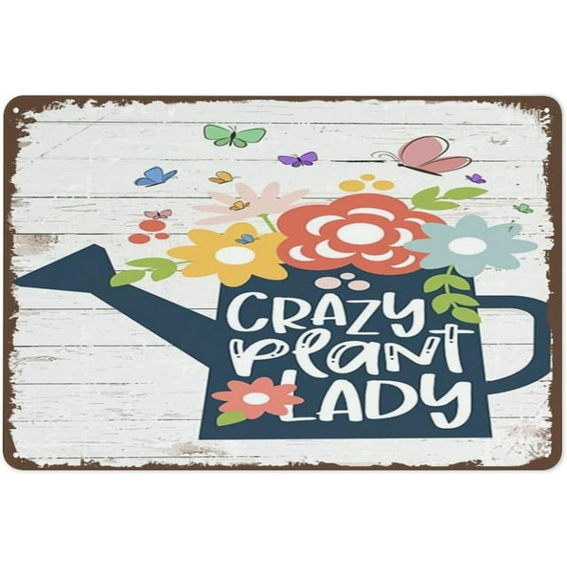Funny Farmhouse Crazy Plant Lady Sign Metal Tin Sign Wall Decor ...