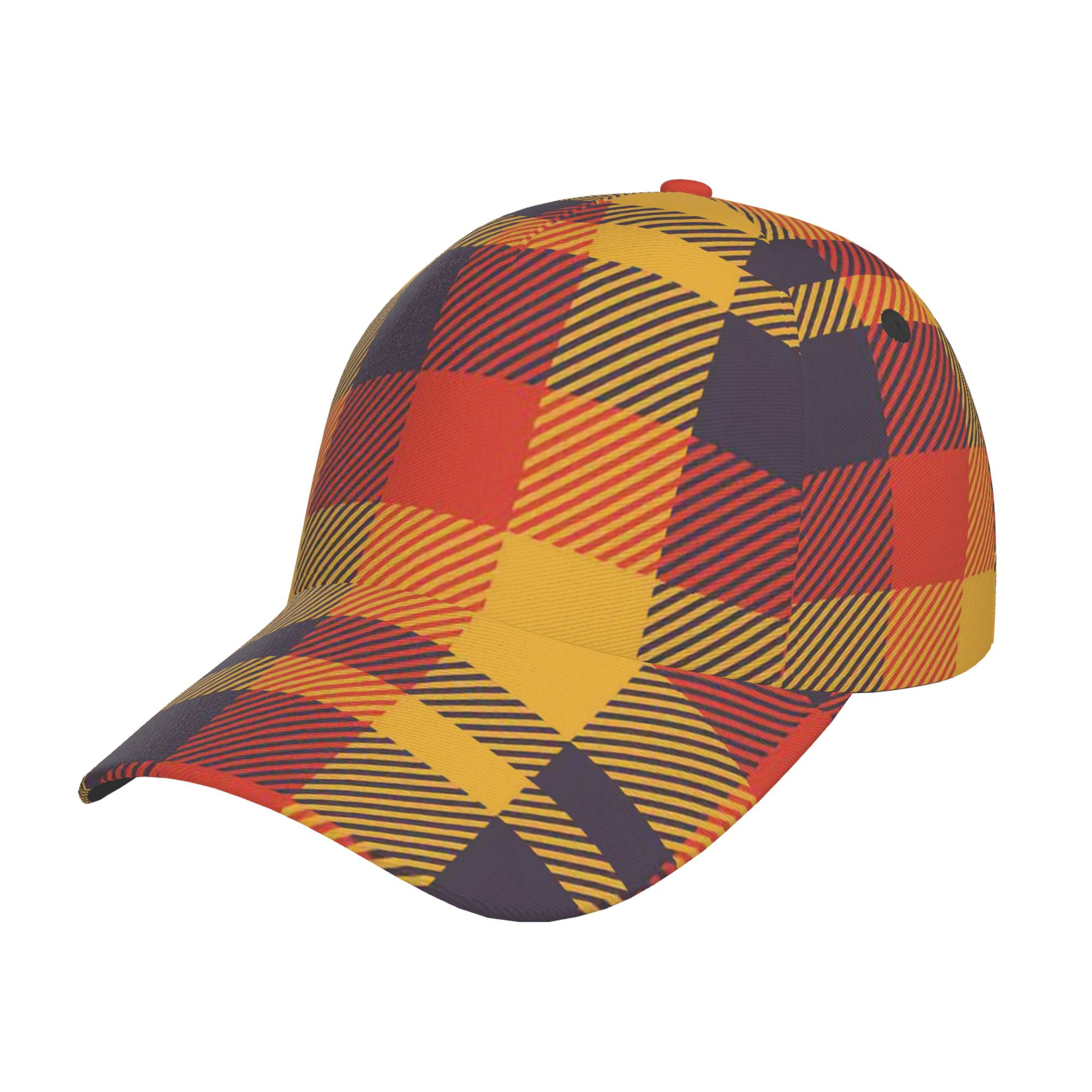 Funny Fashion Autumn Color Panel Plaid Baseball Cap Adjustable for Men ...