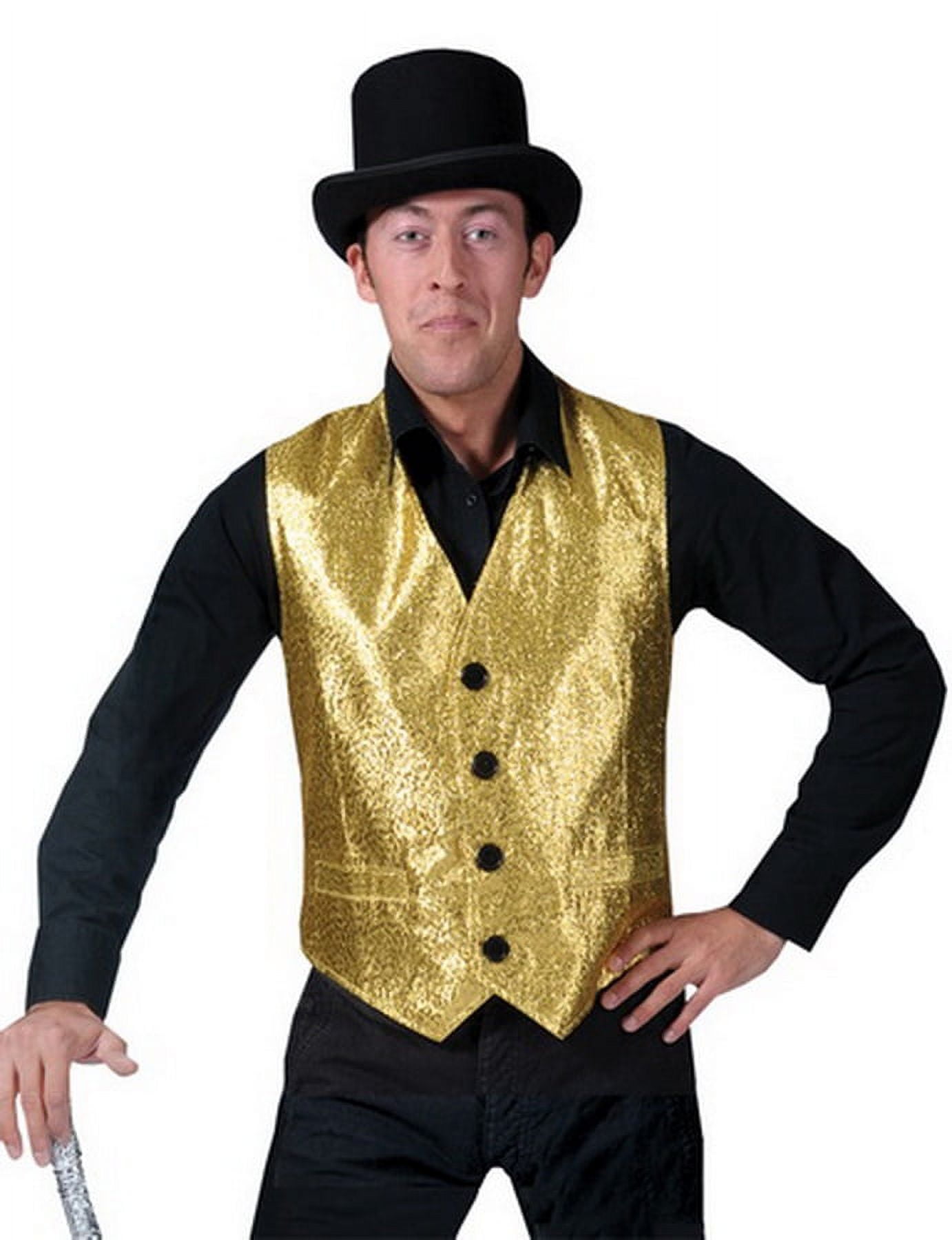 Funny Fashion FF781852GDLG Men's Gold Vest Costume - Extra Large ...