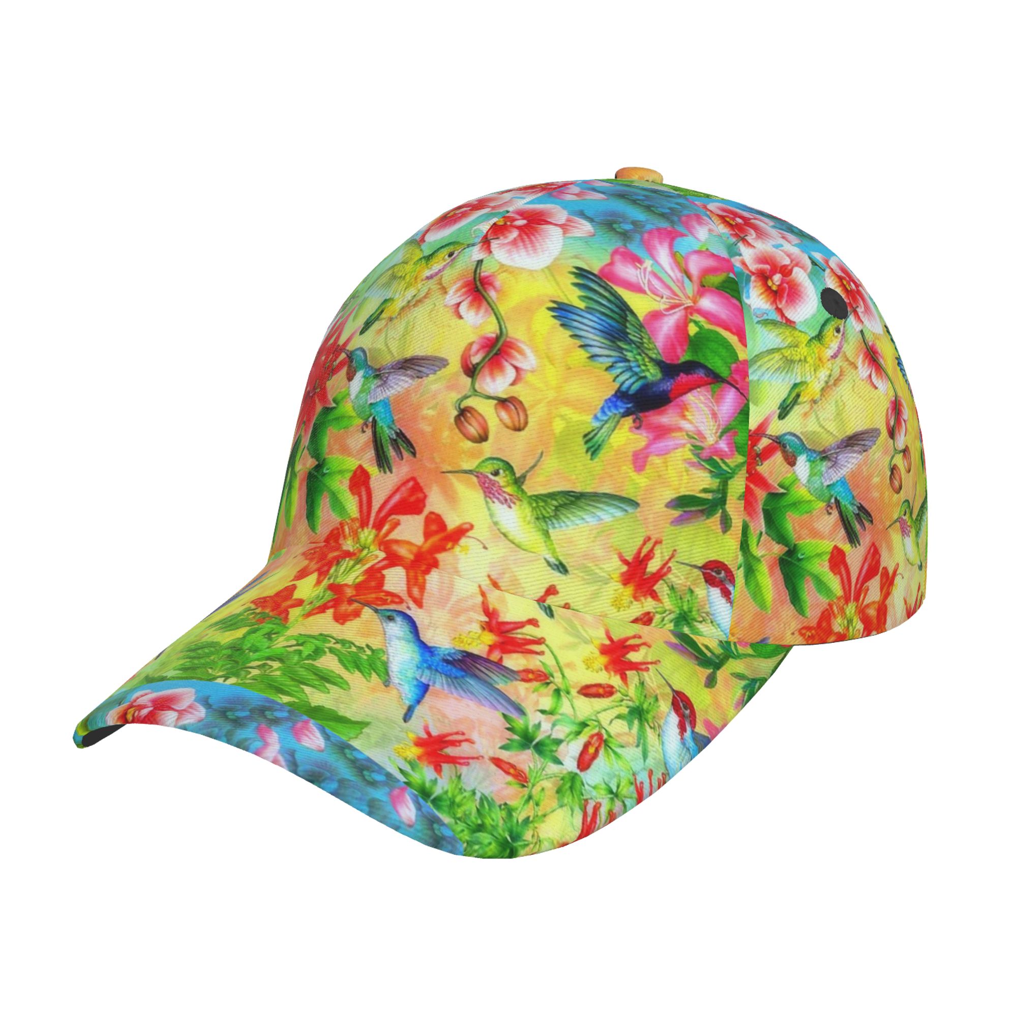 Funny Fashion Hummingbird Flowers Digital Art Baseball Cap Adjustable ...
