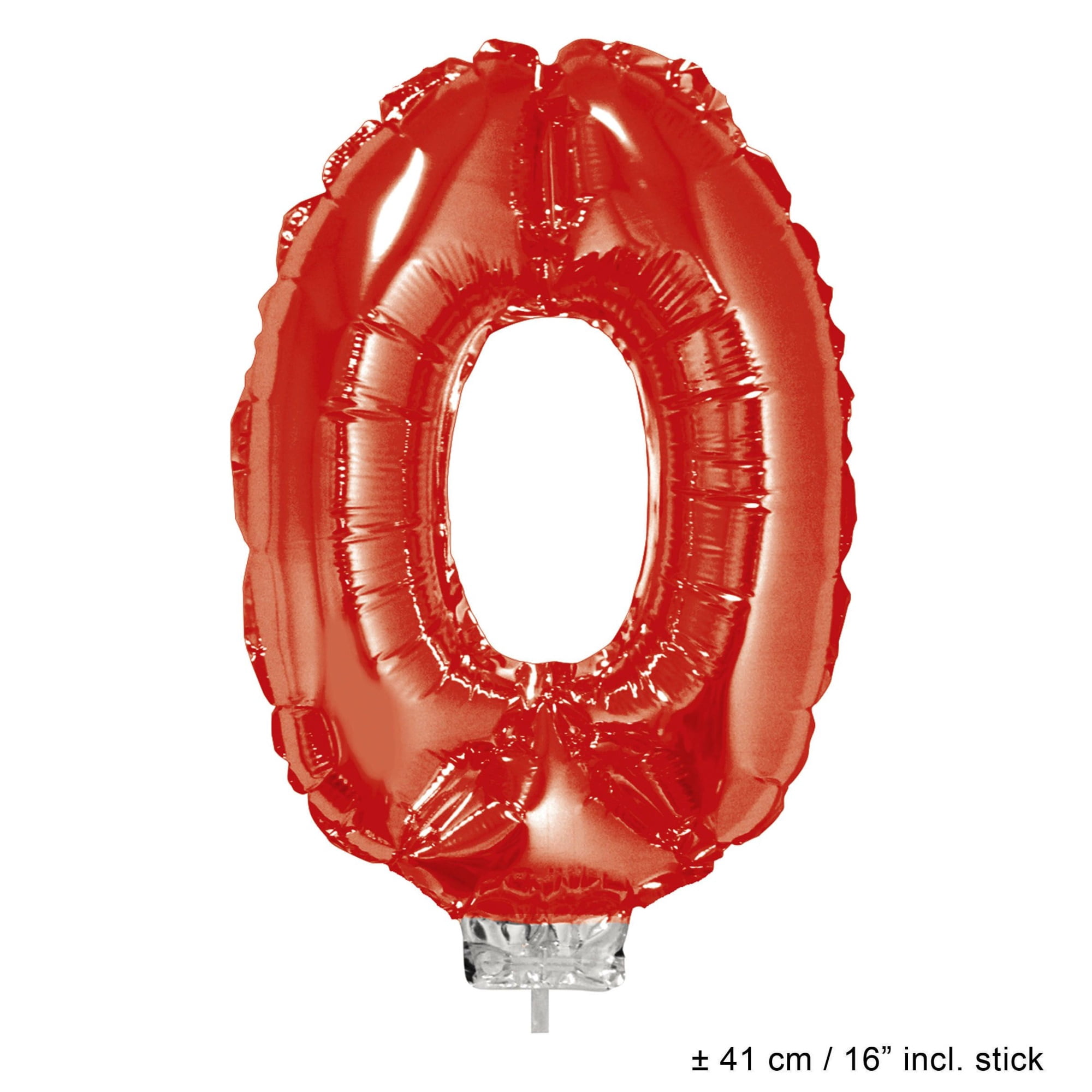 Funny Fashion Number 0 Solid Shape Mylar Metallic Red 16" Graduation ...