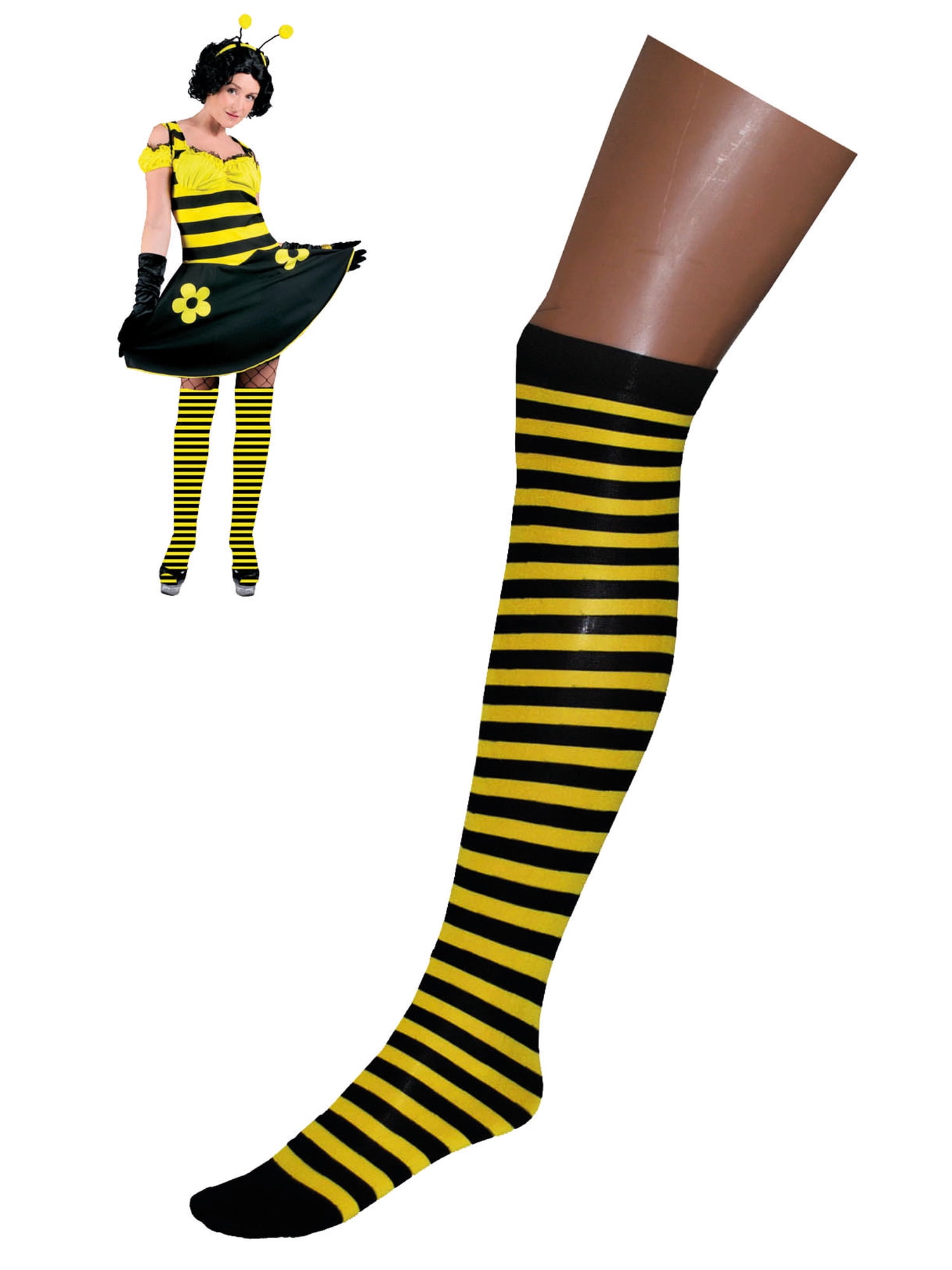 Funny Fashion Striped Honey Bee Overknee Costume Halloween Bumble Bee ...