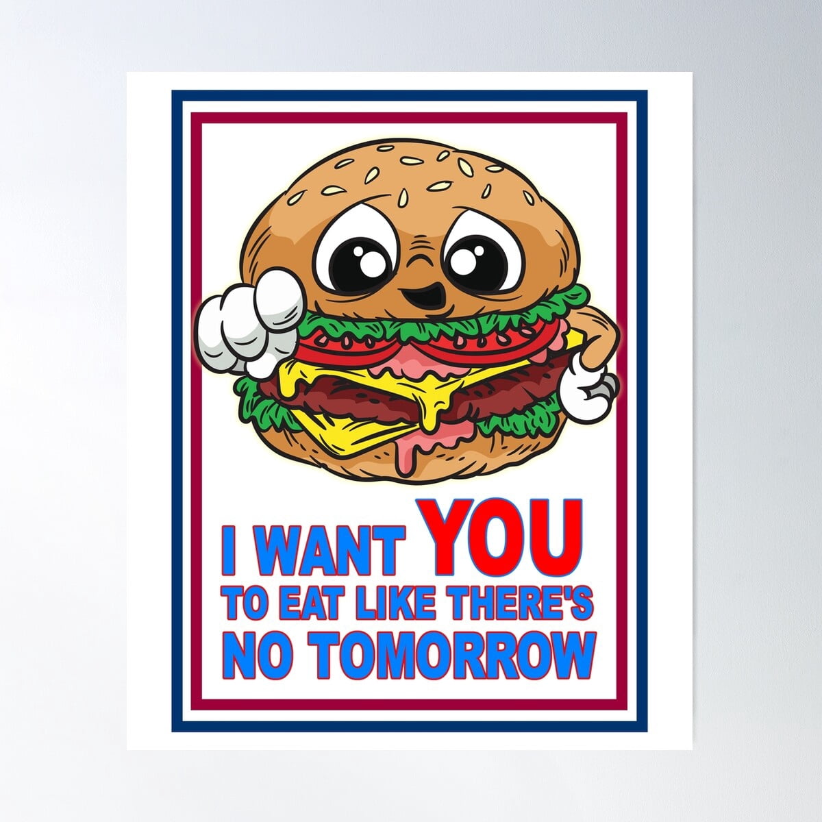 Funny Fast Food Junkie Joke Poster Wall Art, Modern Wall Decor For ...