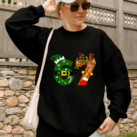 Funny Father Christmas Reindeer Number Sixty Seven Meme Gift Sweatshirt ...