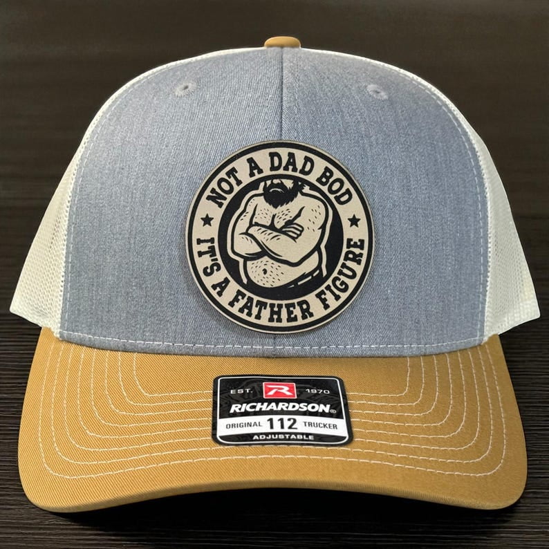 Funny 'Father Figure' Engraved Leather Patch Hat - Richardson 112 ...