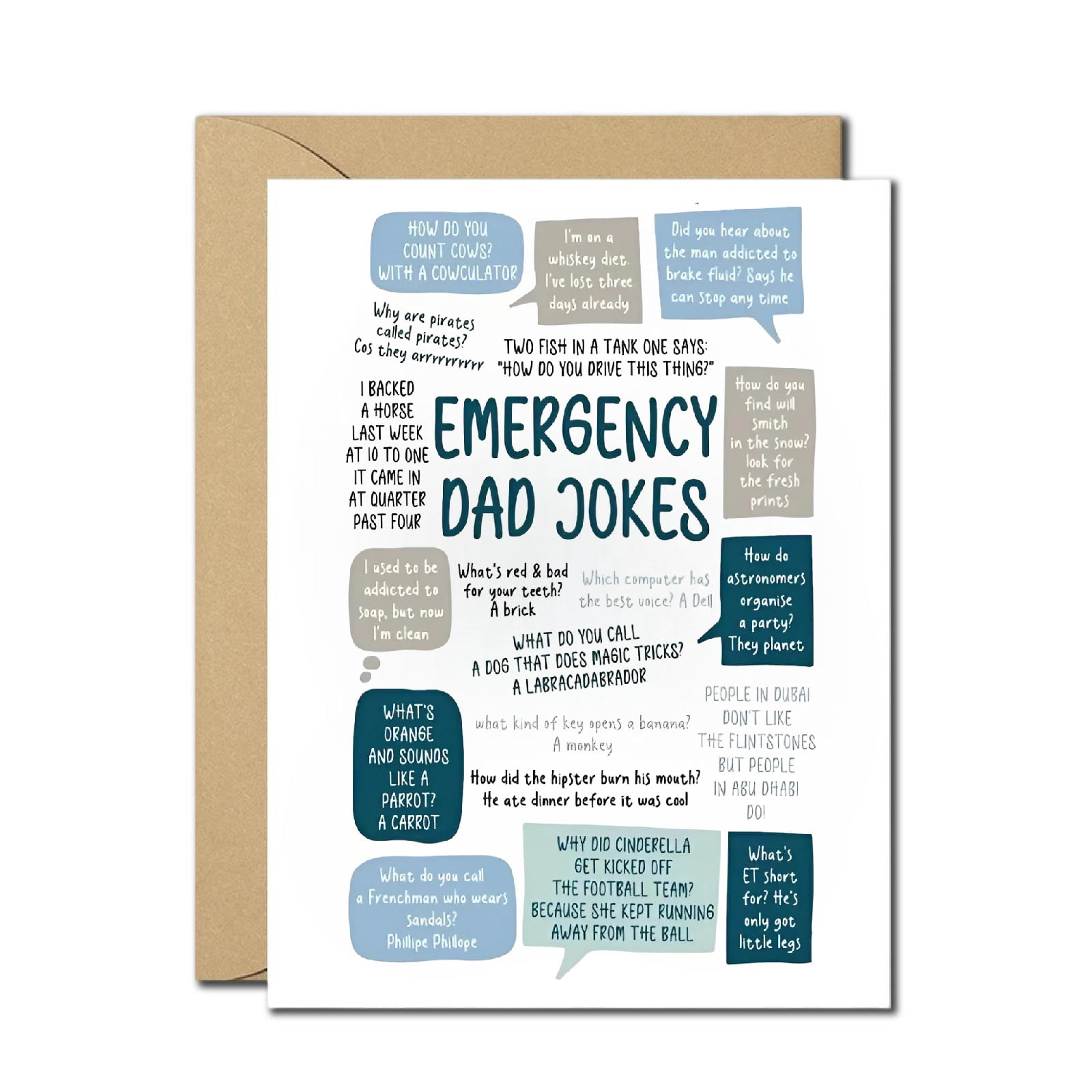 Funny Father’s Day Card – “Emergency Dad Jokes” Design – Envelope ...