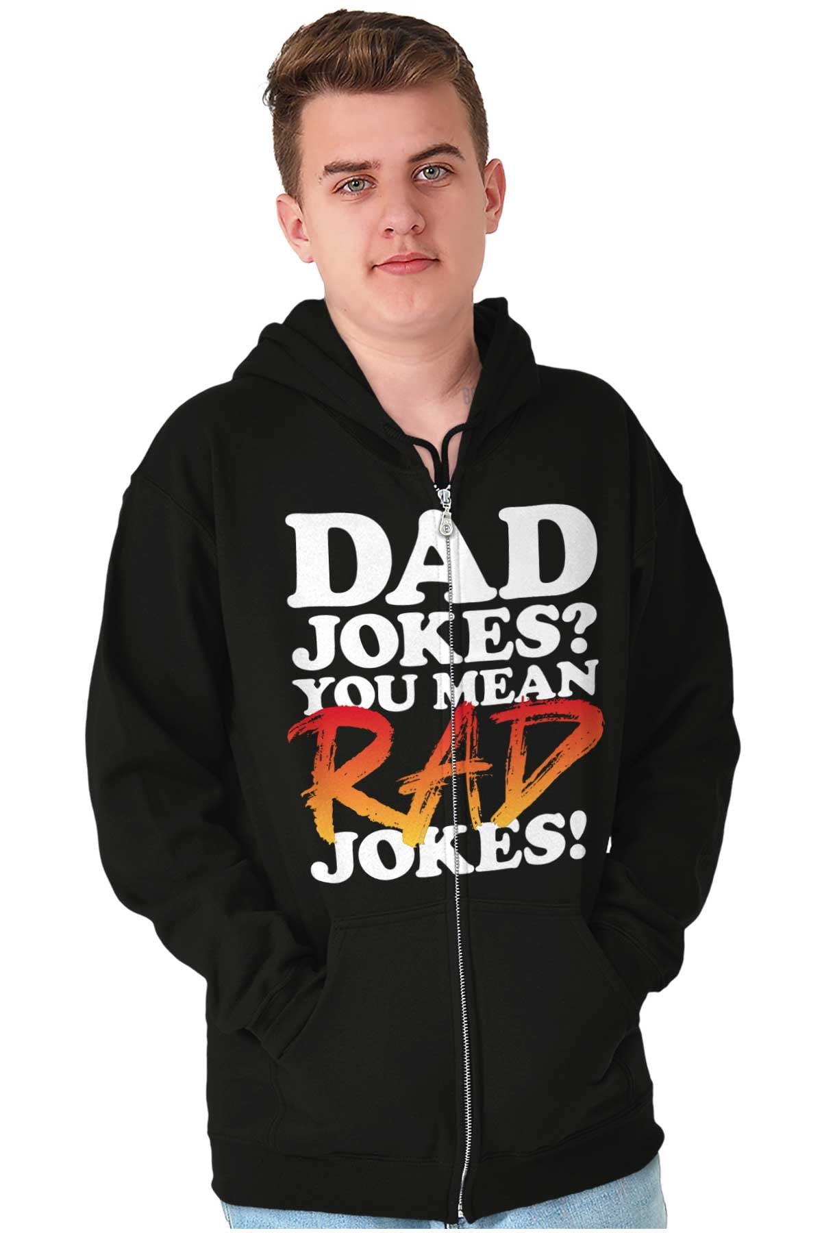 Funny Father's Day Rad Jokes Pun Men's Big & Tall Graphic Zip Up Hoodie ...
