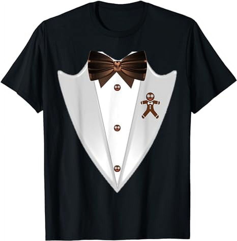 Funny Faux Fake Suit T-Shirt with Faux Lapel and bow-tie - Walmart.com