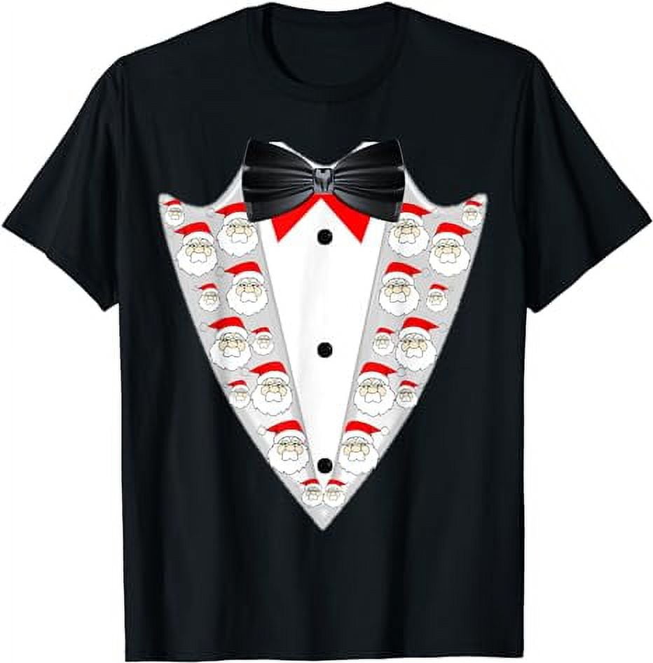 Funny Faux Fake Suit jacket T-Shirt with lapel Bow-tie - Walmart.com