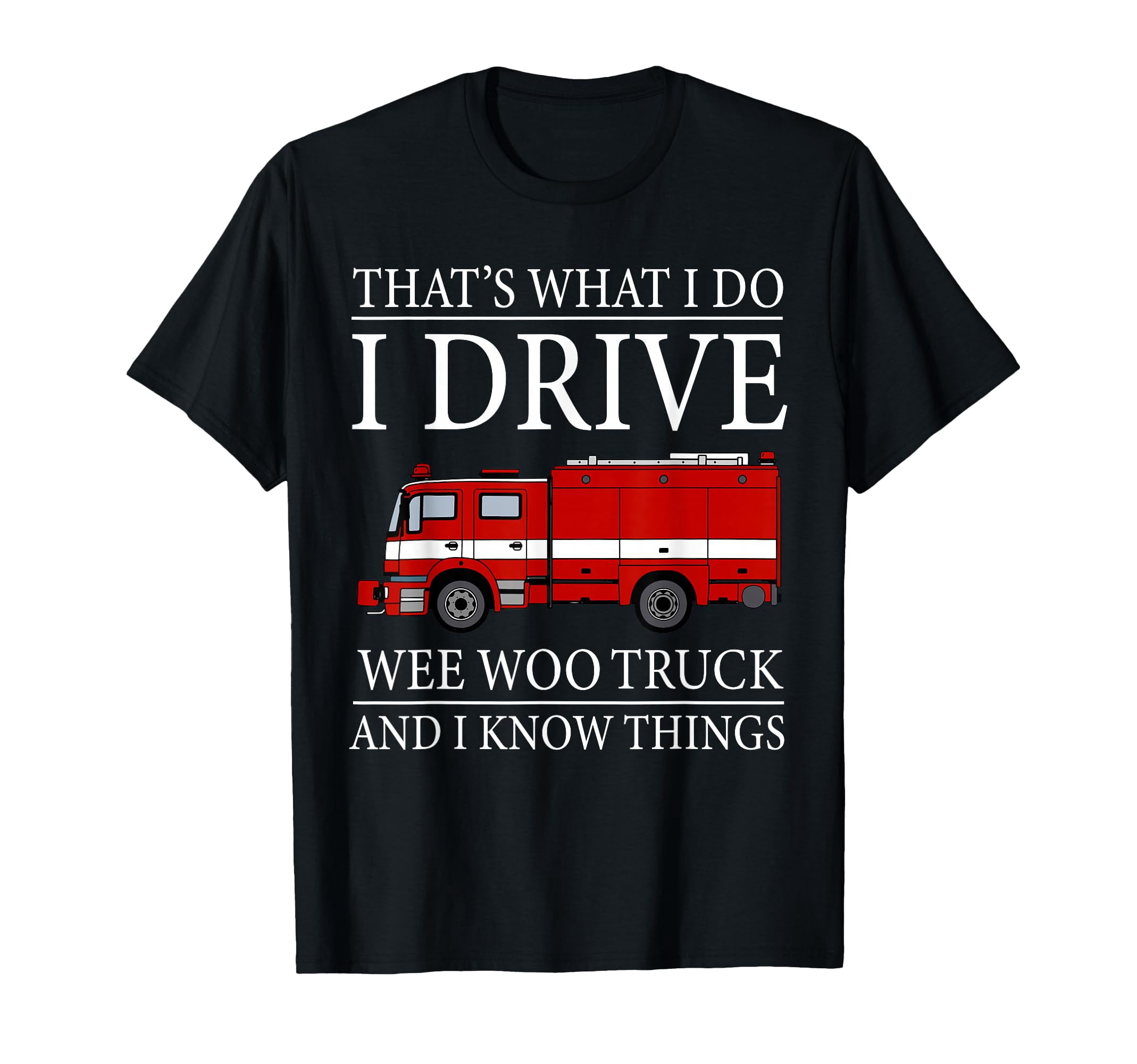 Funny Firefighter Cartoon Truck T-Shirt for Enthusiasts Who Love ...