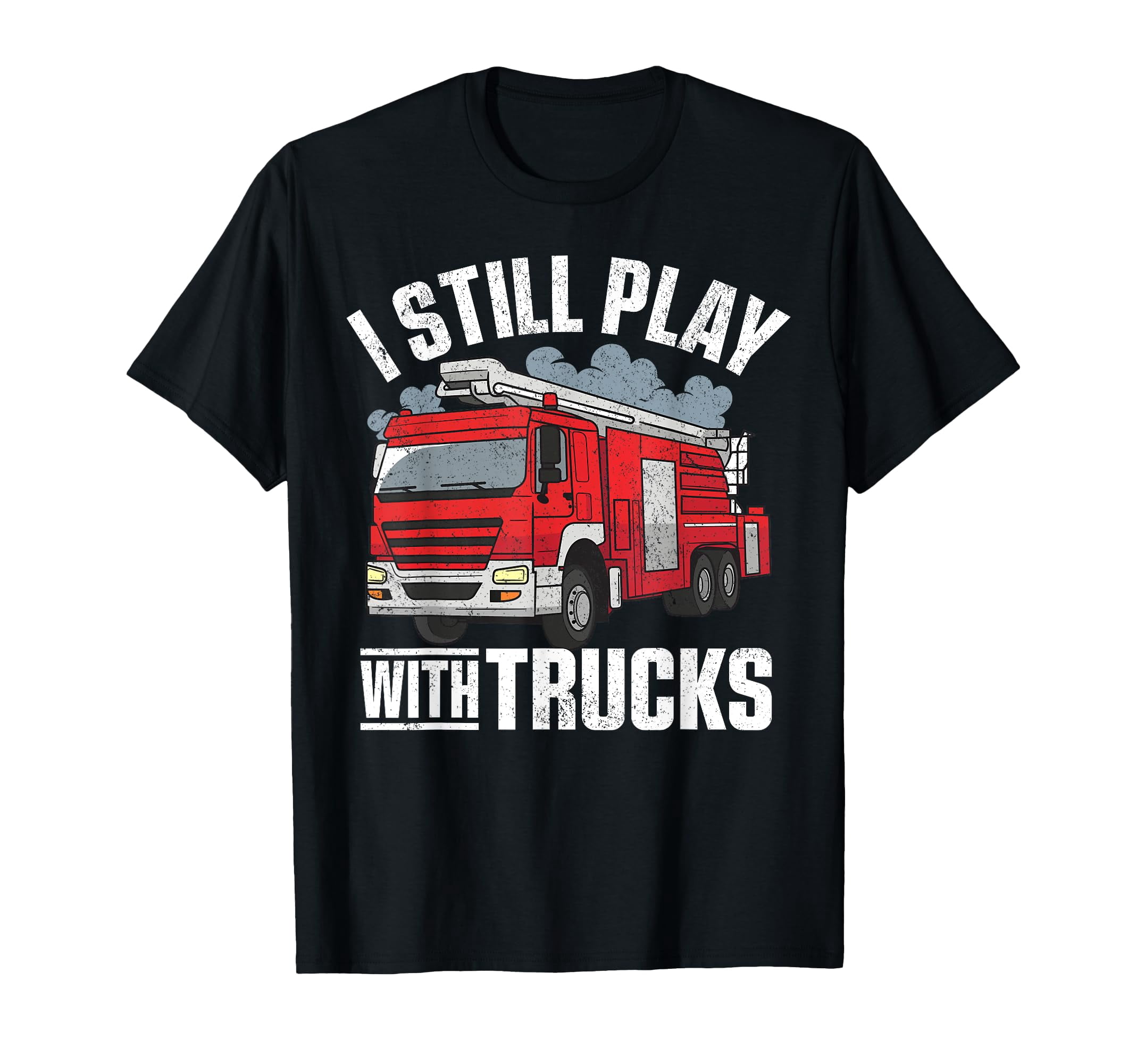 Funny Firefighter T-Shirt with Bright Red Fire Truck Illustration for ...