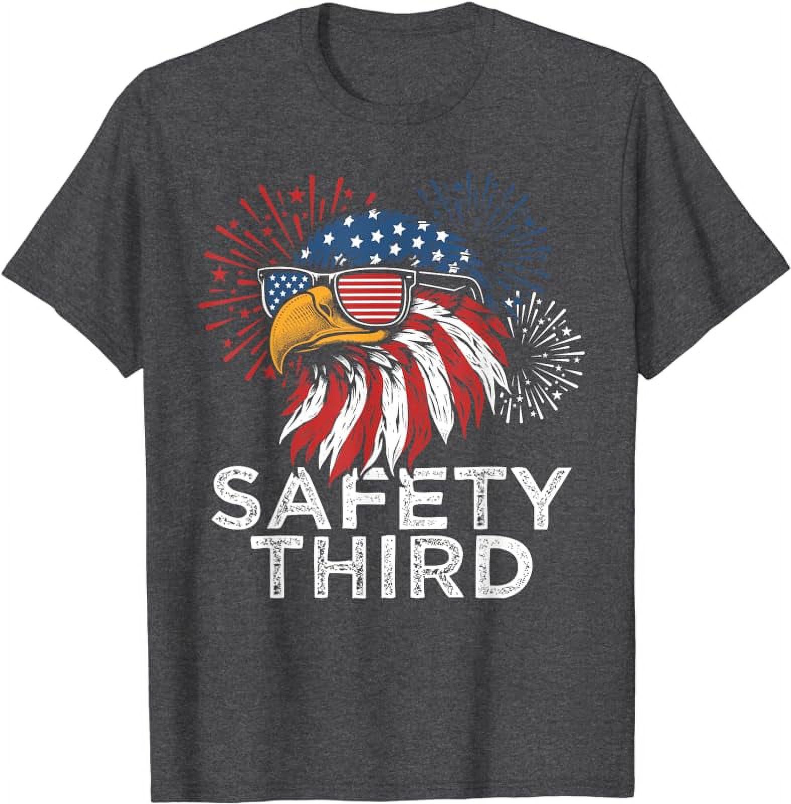 Funny- Fireworks Safety Third -Eagle American -Flag 4th Of July T-Shirt ...