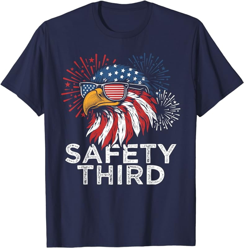 Funny- Fireworks Safety Third -Eagle American -Flag 4th Of July T-Shirt ...