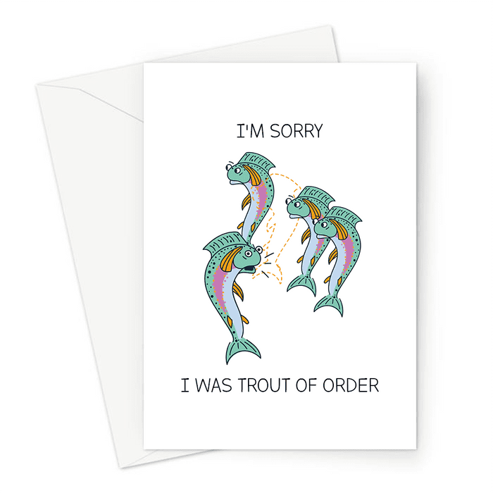 Funny Fish Apology Card – “I’m Sorry, I Was Trout of Order” – Humorous ...