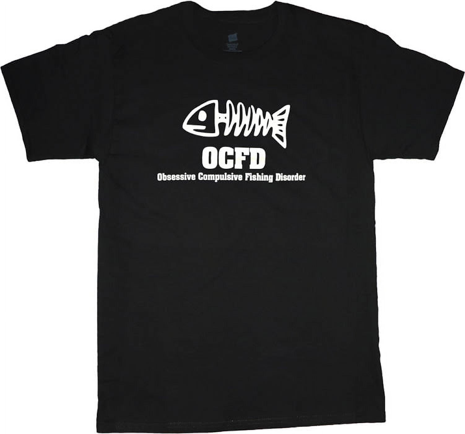 Funny Fishing Fish Bones OCFD T-shirt Men's Tee Black - Walmart.com