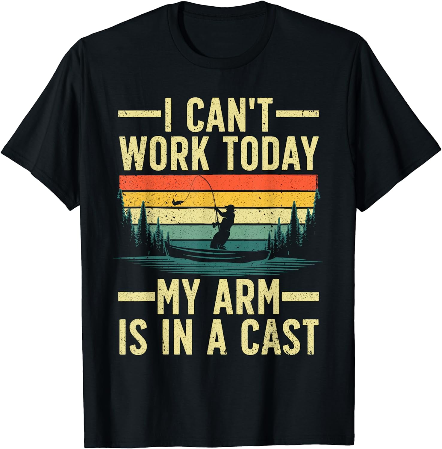 Funny Fishing For Men Women Fisherman Arm Cast Fish Hunting T-Shirt ...