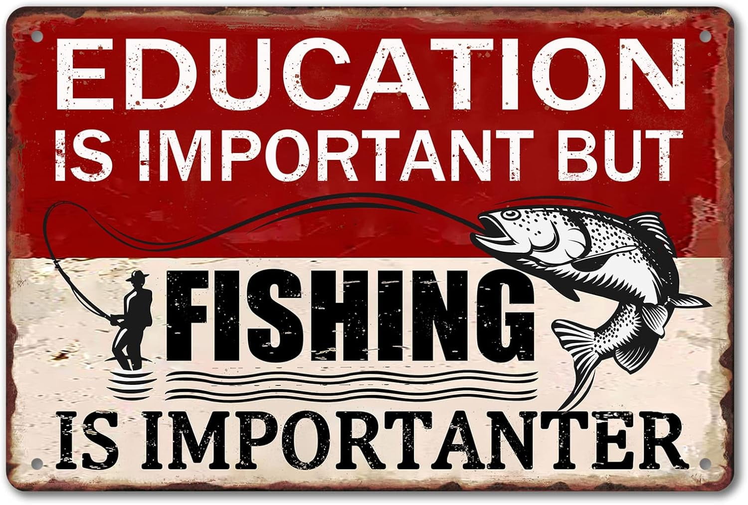 Funny Fishing Metal Tin Signs Vintage Fishing Sign Lake House Decor For ...