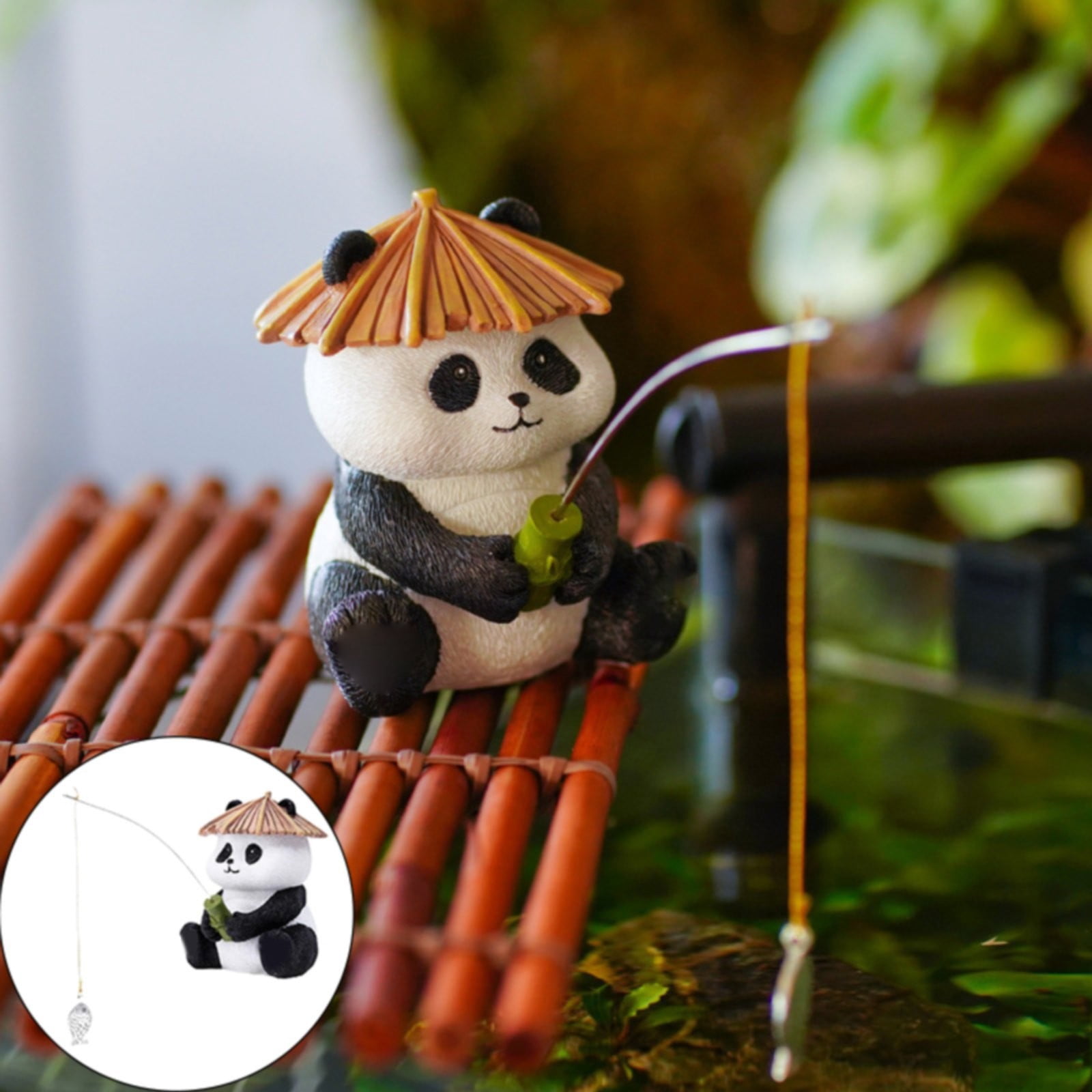 Funny Fishing Panda Statues Cute Panda Sculpture Panda Fishing ...