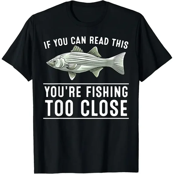 Funny Fishing Quote Striped Fish Graphic for Angler Unisex Short Sleeve ...