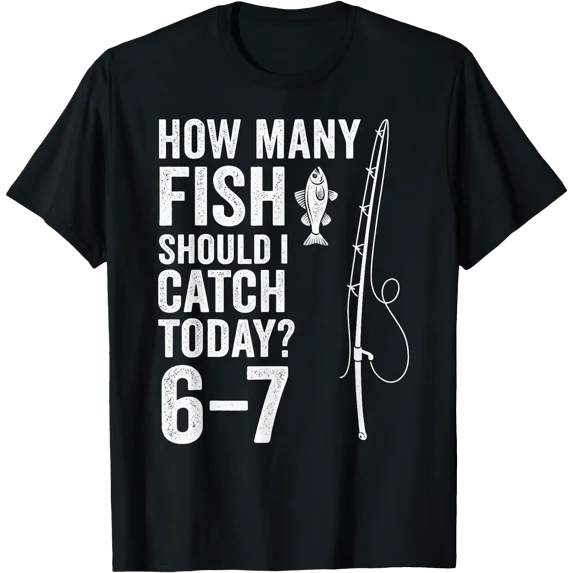 Funny Fishing Themed T-Shirt with Six Seven Meme Design for Anglers ...