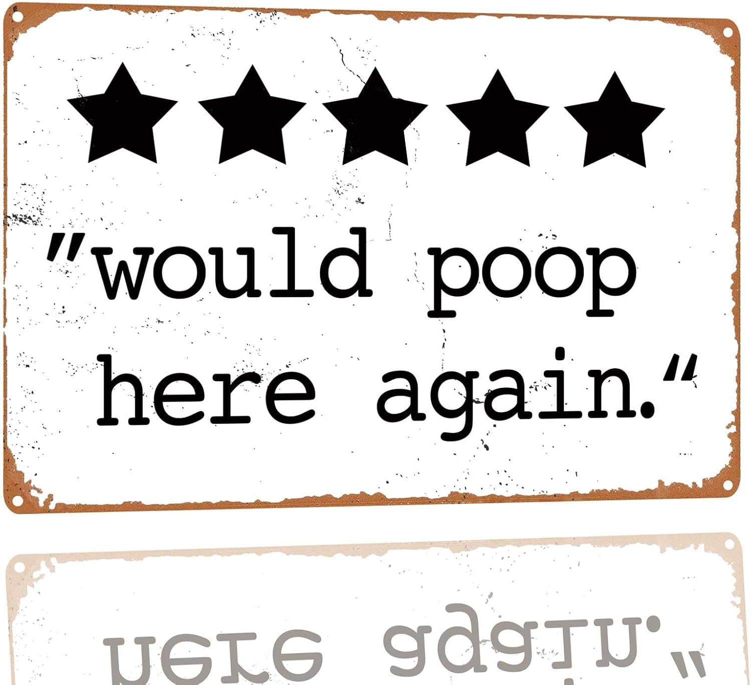 Funny Five Star Rating Would Poop Here Again Tin Sign Wall Decor Indoor ...