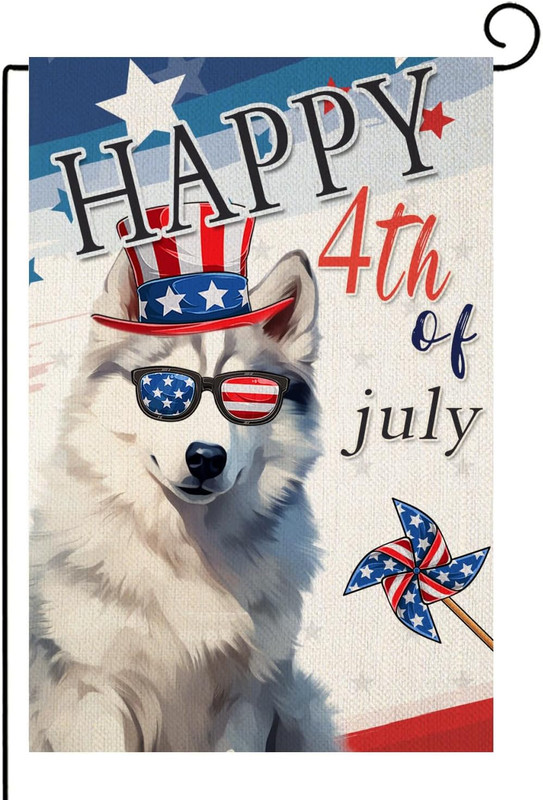Funny Flags Dog Garden Flags 12x18 Double Sided, Happy 4th of July ...