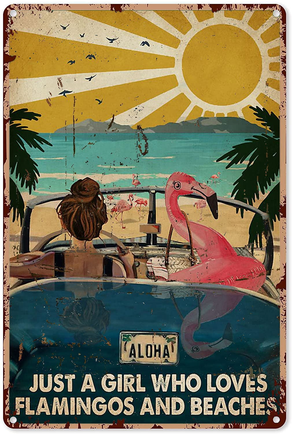 Funny Flamingo Gifts Just A Girl Who Loves Flamingos and Beaches Tin ...