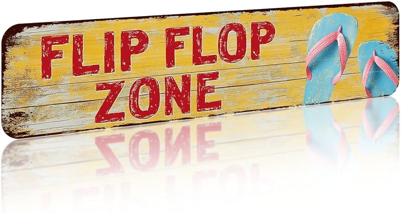 Funny Flip Flop Zone Retro SummerMetal Tin Sign Rustic Aluminum Street ...