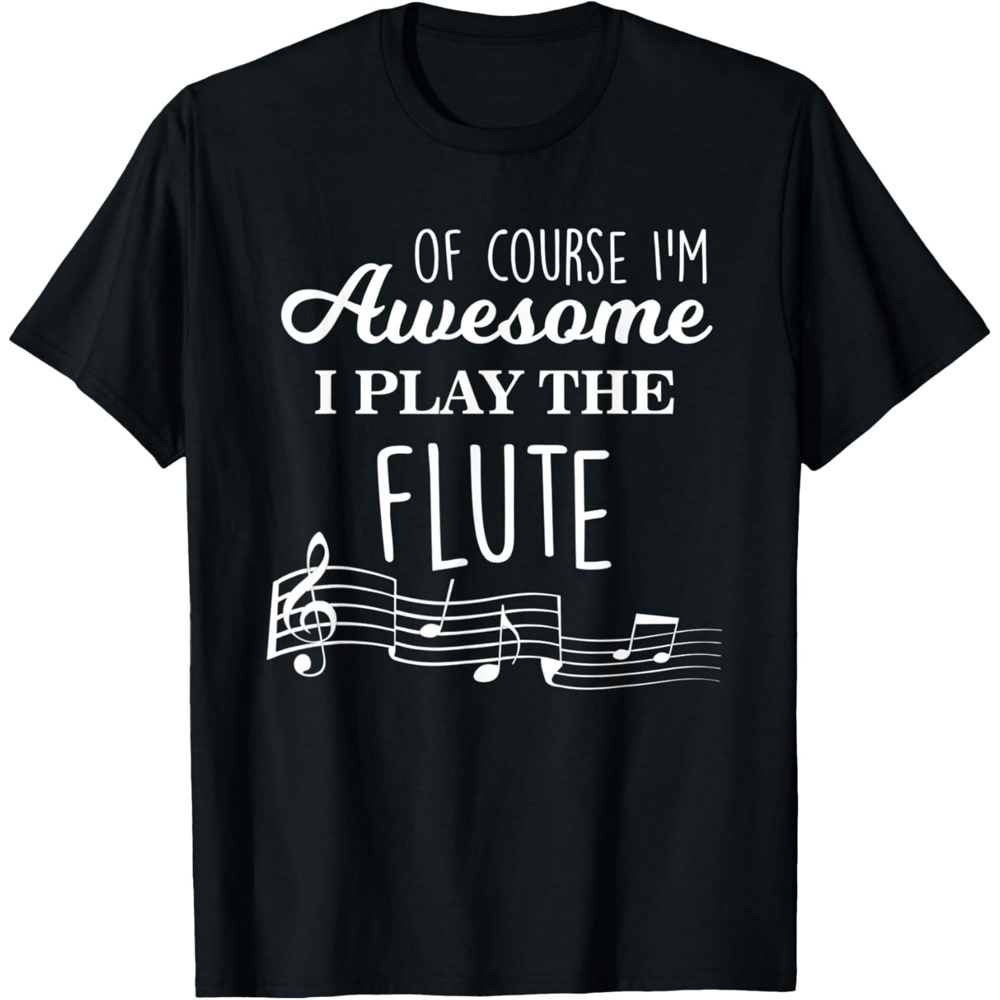 Funny Flute Player Treble Clef Musician Gift Short Sleeve T-Shirt ...