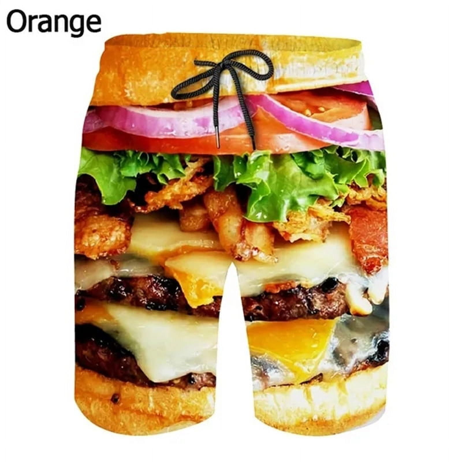 Funny Food Hamburger Graphic Beach Shorts Men 3D Beef Burger Print ...
