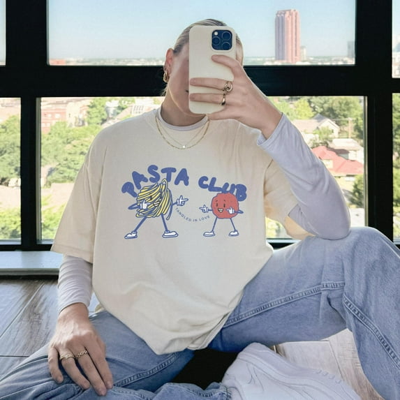 Funny Food Shirt – Pasta Club Retro Graphic Tee, Spaghetti Cartoon, 90s ...