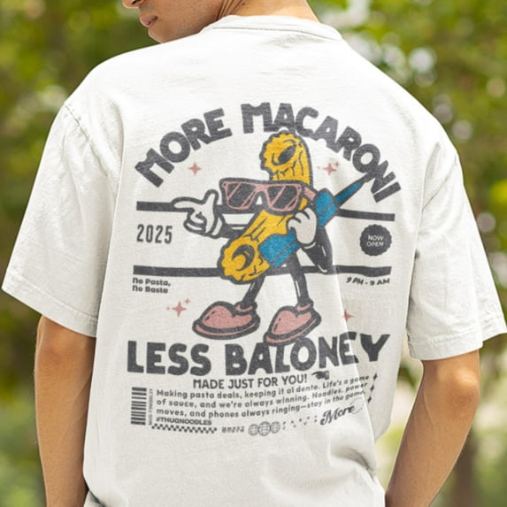 Funny Food Shirt Pasta Club Tee Hand-Drawn Cartoon Graphic T-shirt ...