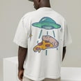 Funny Food Shirt - UFO Pizza Tee, Hand-Drawn Back Print and Chest Logo ...