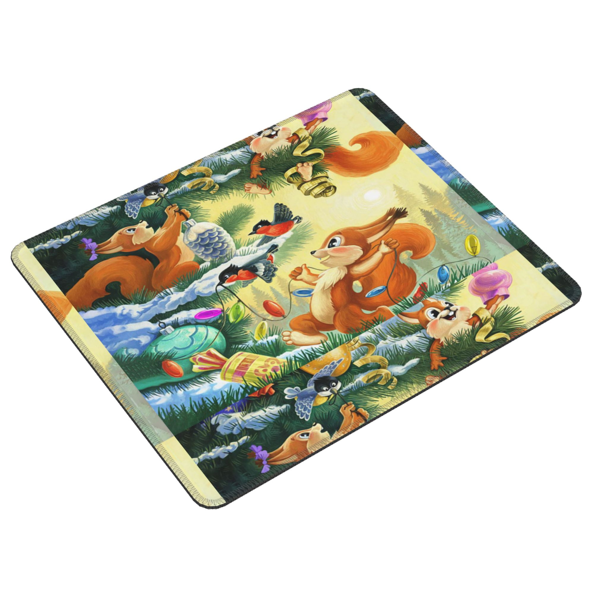 Funny Forest Christmas Cute Squirrel Dress Up Pine Tree Balls Ribbon ...