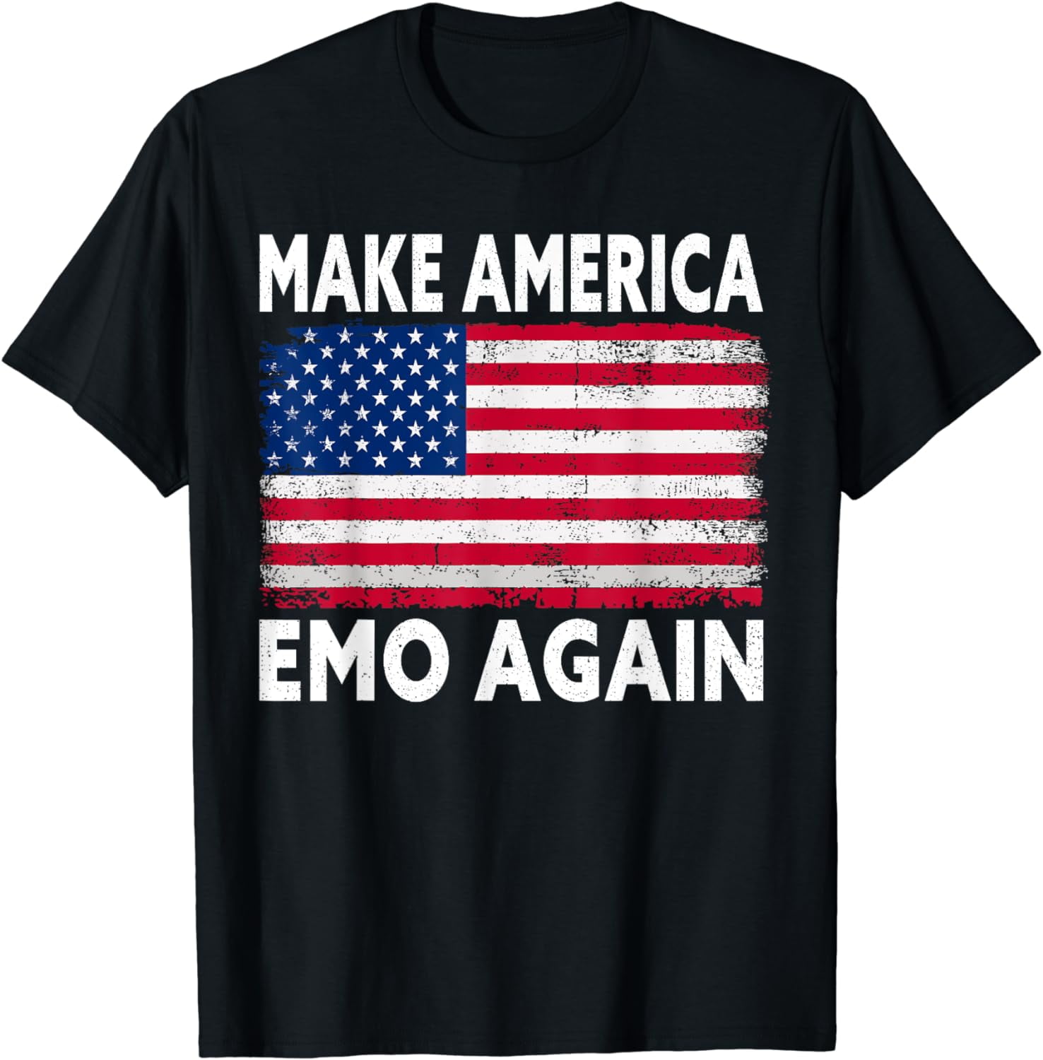 Funny Forth 4th Of July Cool Make America Emo Again US Flag T-Shirt ...