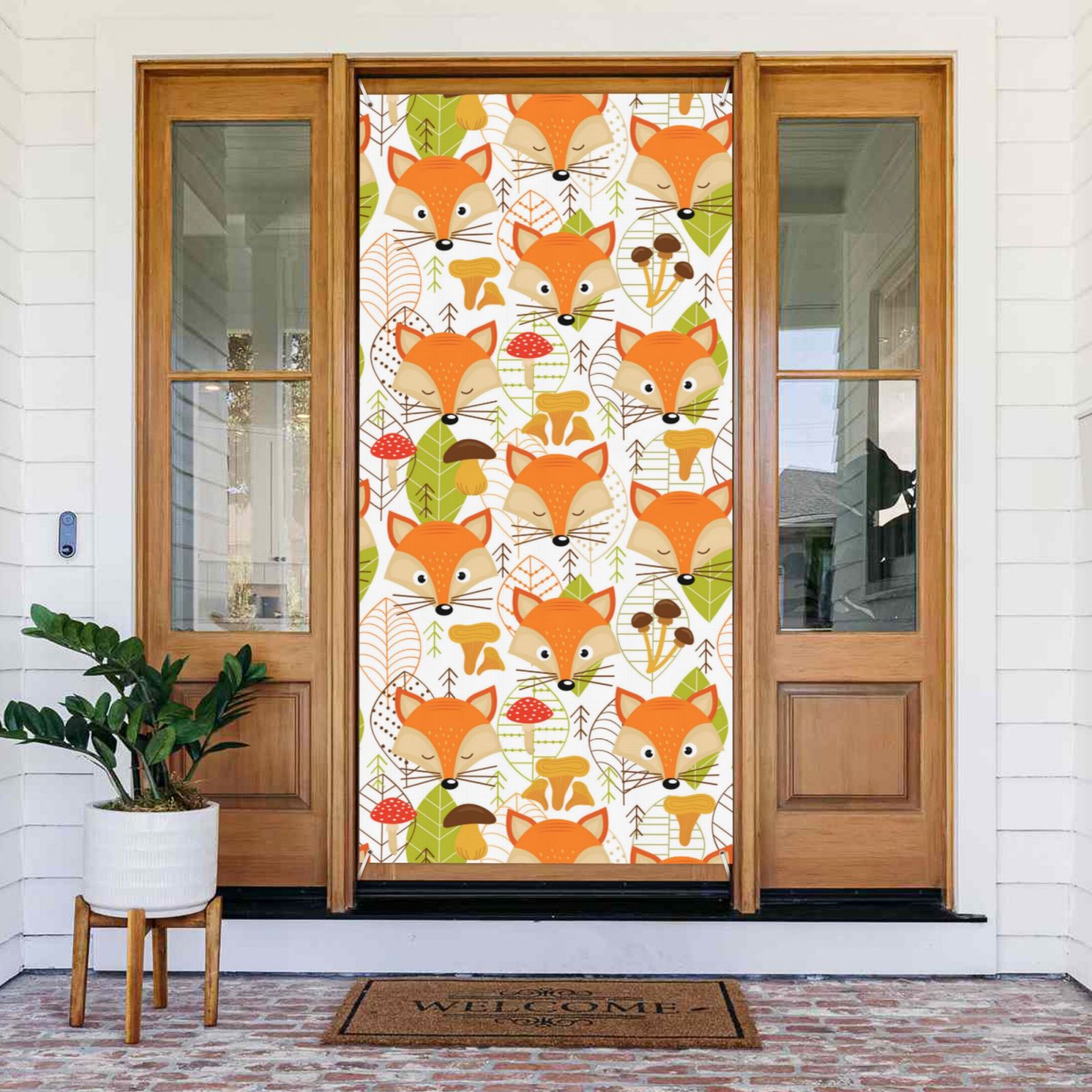 Funny Fox Door Cover Decoration Backdrop Banner Porch Sign Photography ...