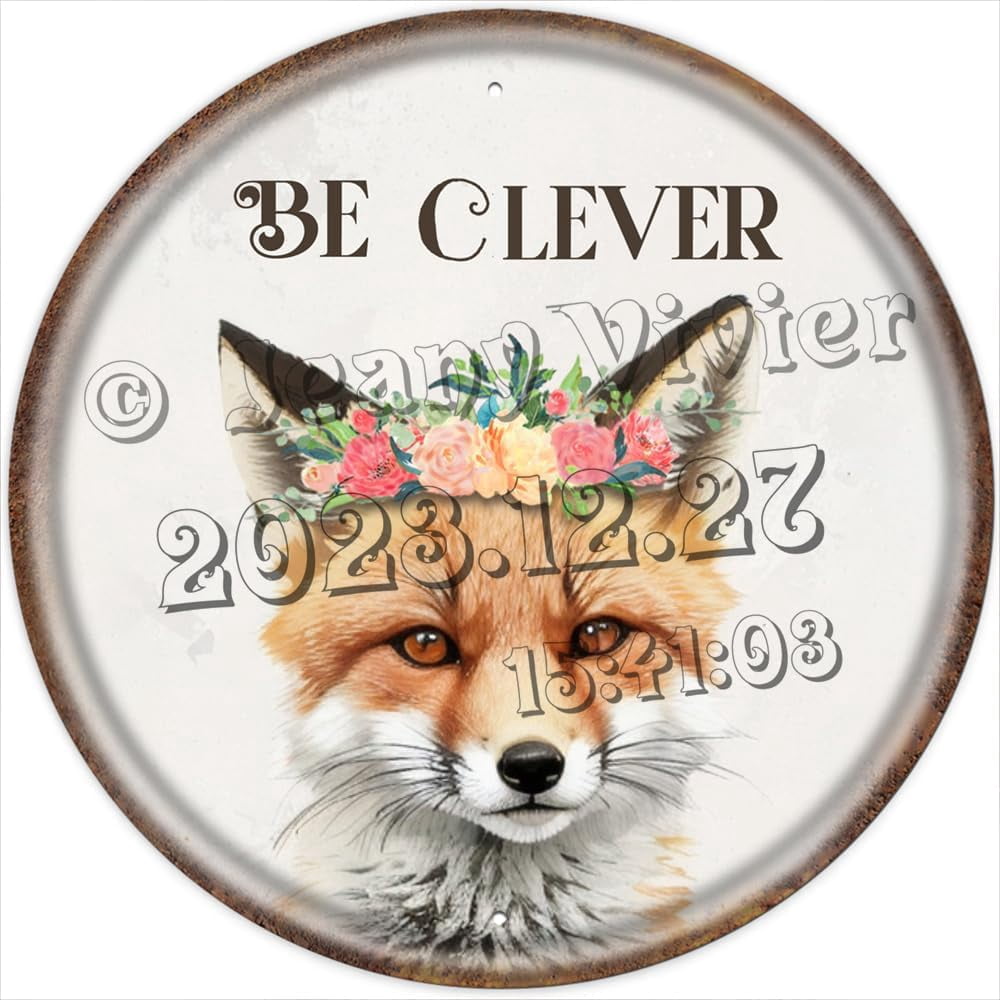 Funny Fox Round Tin Signs, Woodland Animals Art Print, Adorable Fox ...