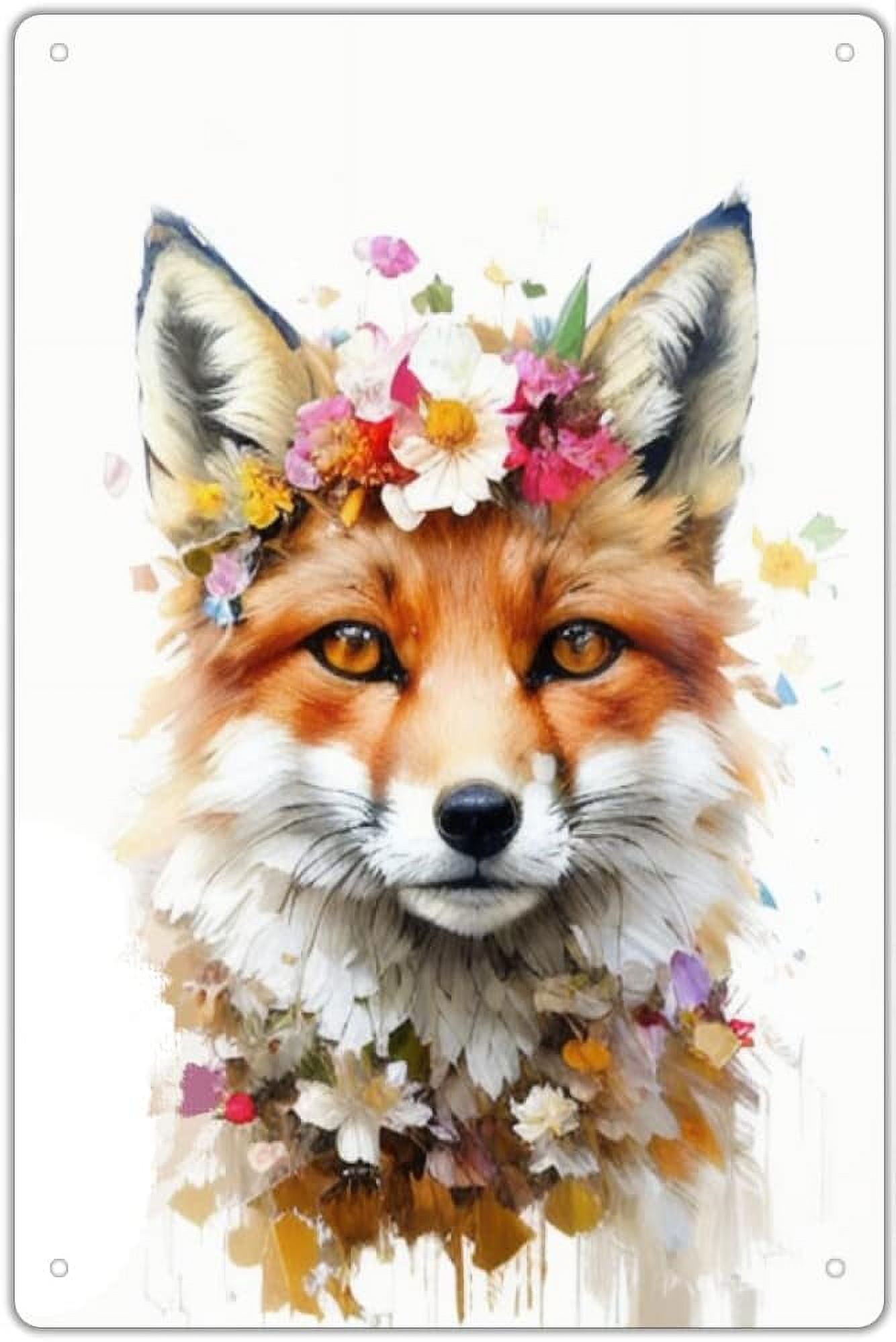 Funny Fox Signs, Fox Gifts for Fox Lovers, Cute Floral Fox Wall Art ...