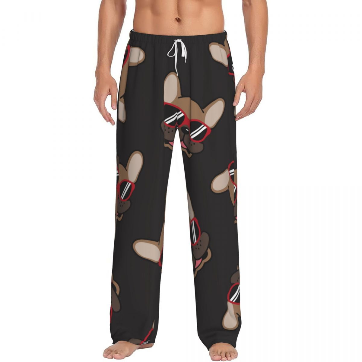 Funny French Bulldog Smile With Sunglasses Men Sleep Bottoms Male ...