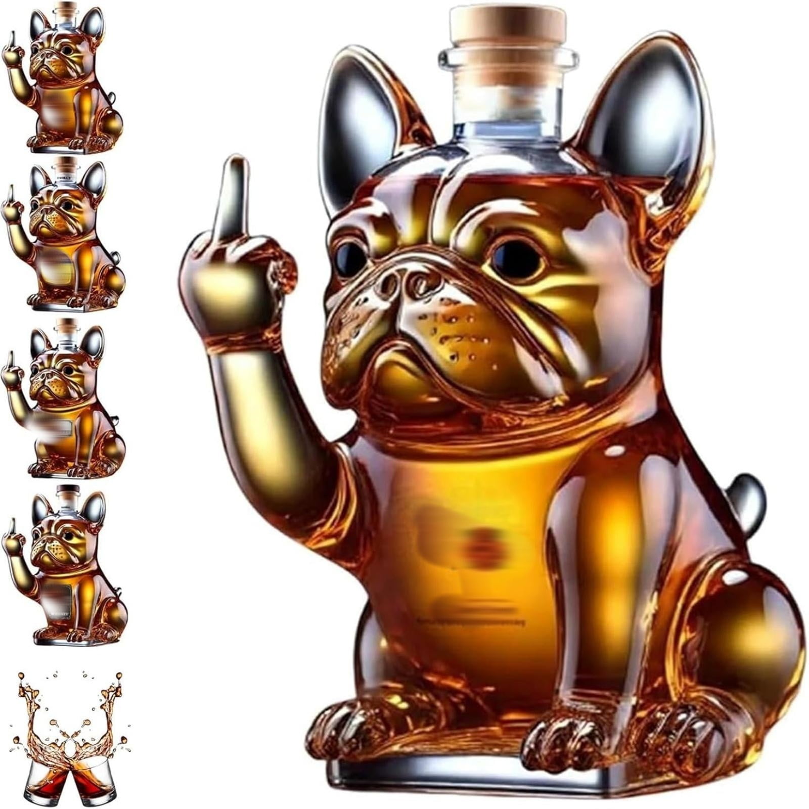 Funny French Bulldog Whiskey Bottle Whiskey Bottle 3D Engraved Bulldog ...