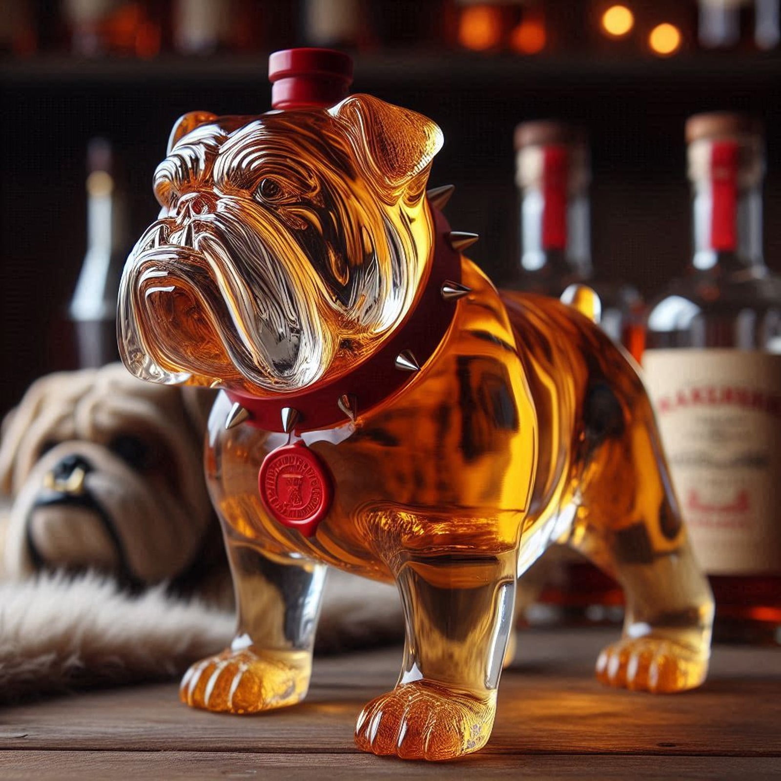 Funny French Bulldog Whiskey Decanter Unique Glass Bottle for Spirits ...