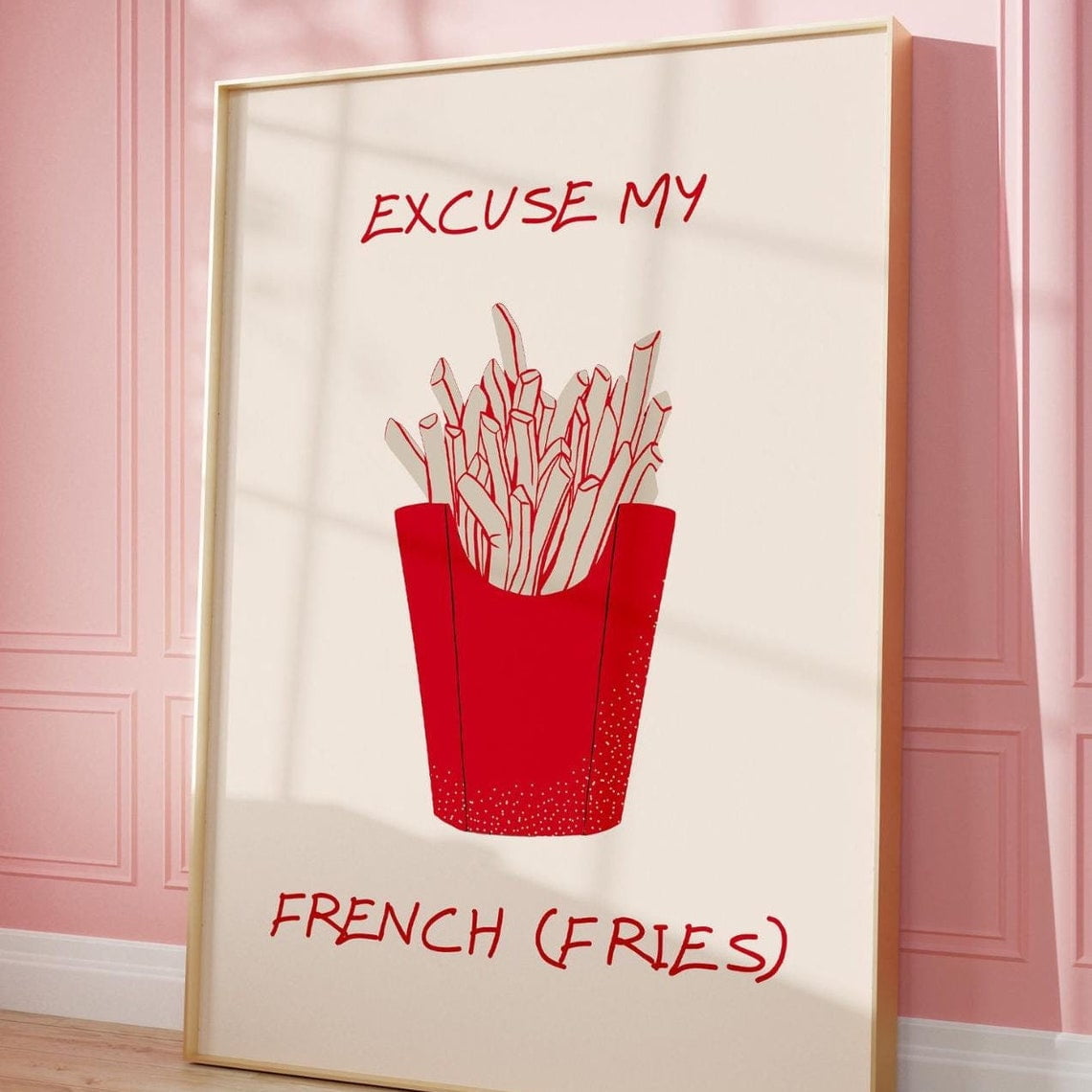 Funny French Fries Print Cute Kitchen Wall Art Aesthetic Kitchen Decor ...